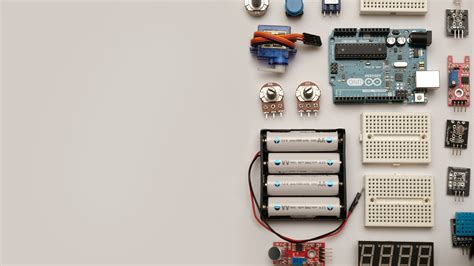 Wallpaper Electronics Simple Background Battery Transistors Arduino Flat Lay Arduino Uno