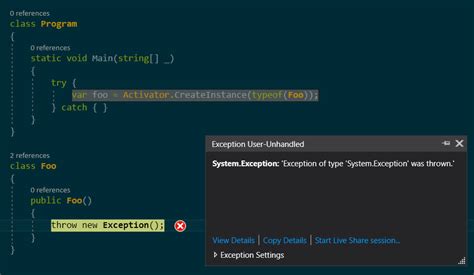 C Visual Studio Breaks On Handled Exception As If It Was Unhandled
