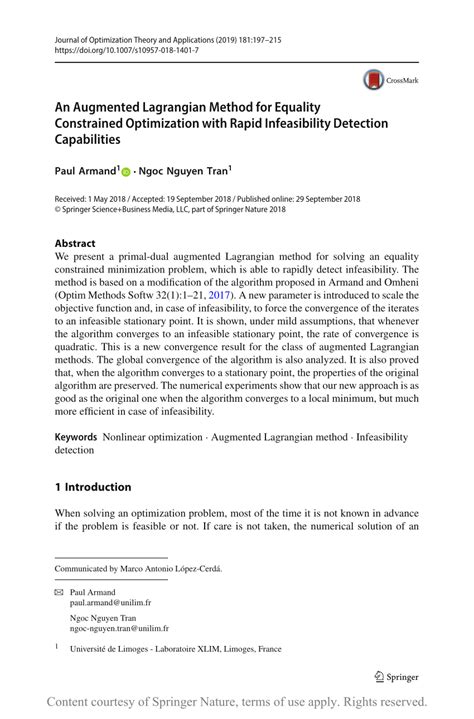 an augmented lagrangian method for equality constrained optimization with rapid infeasibility