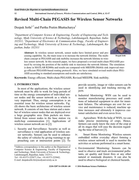pdf revised multi chain pegasis for wireless sensor networks