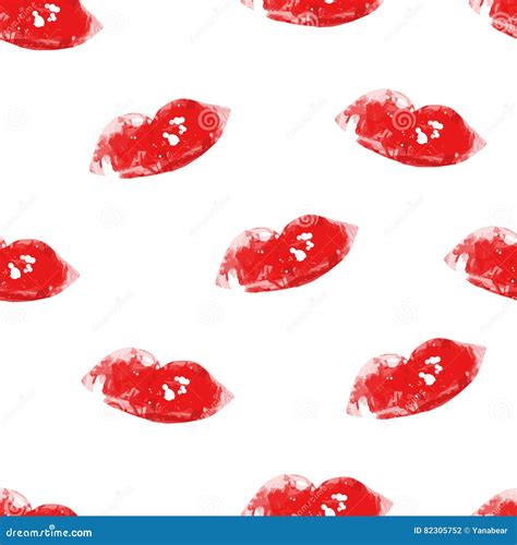 Seamless Pattern With Red Lips Valentines Day Ornament For Textile And Wrapping Stock Vector
