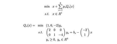 consider the following two stage stochastic programming problem a course hero