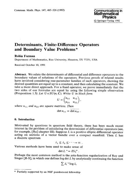 determinants finite difference operators and boundary value problems pdf determinant
