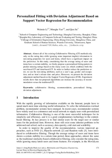 pdf personalized fitting with deviation adjustment based on support vector regression for