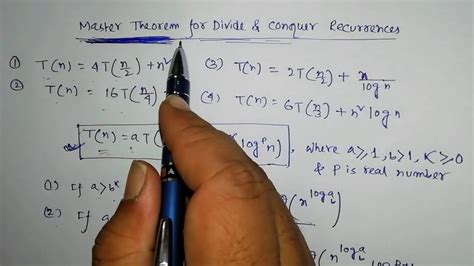 master theorem for divide and conquer youtube