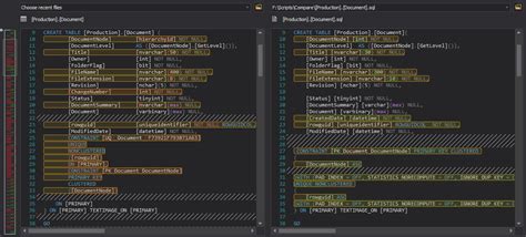 how to compare two sql scripts objects and export comparison results