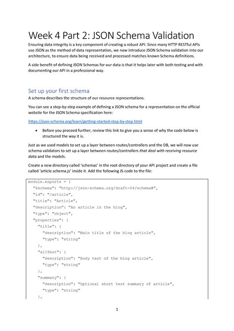 week 4 lab json schema validation week 4 part 2 json schema validation ensuring data