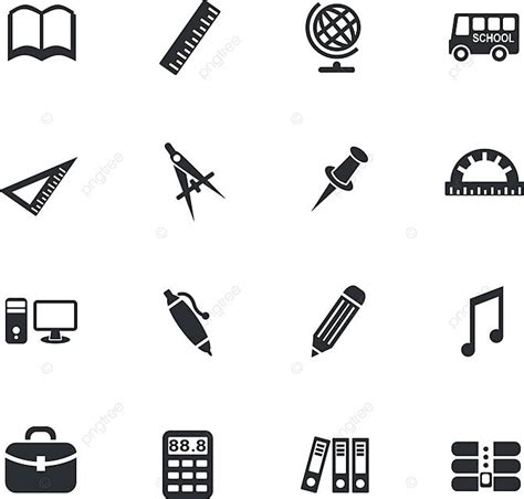 School Icon Set Symbol Paper Computer Monitor Vector Symbol Paper