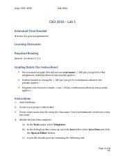 2022 Fall CSCI 2011 Lab Assignment 1 Docx Dept CSIT APSU Fall 2022
