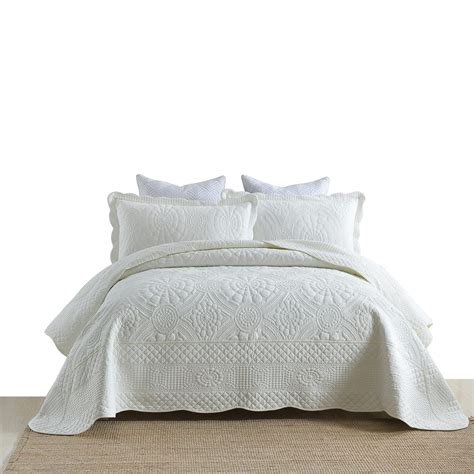Marcielo 3 Piece 100 Cotton Oversized Bedspread Set Coverlet Set Lightweight Quilt Set
