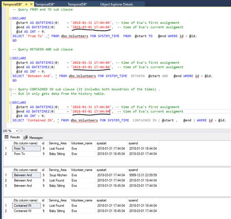 options to retrieve sql server temporal table and history data