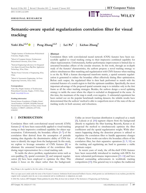 pdf semantic‐aware spatial regularization correlation filter for visual tracking