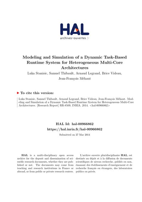 pdf modeling and simulation of a dynamic task based runtime system for heterogeneous multi