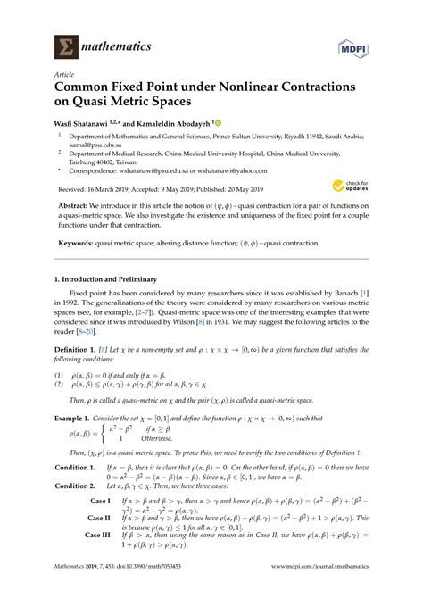 pdf common fixed point under nonlinear contractions on quasi metric spaces