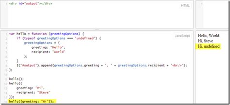 passing default parameter objects in javascript blog