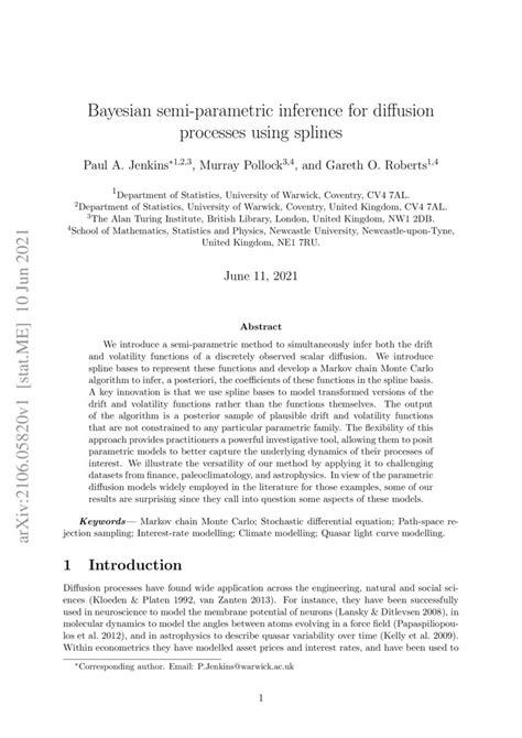 bayesian semi parametric inference for diffusion processes using splines deepai