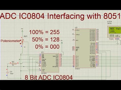 Proteus Simulation Adc Interfacing With And Lcd Display Youtube