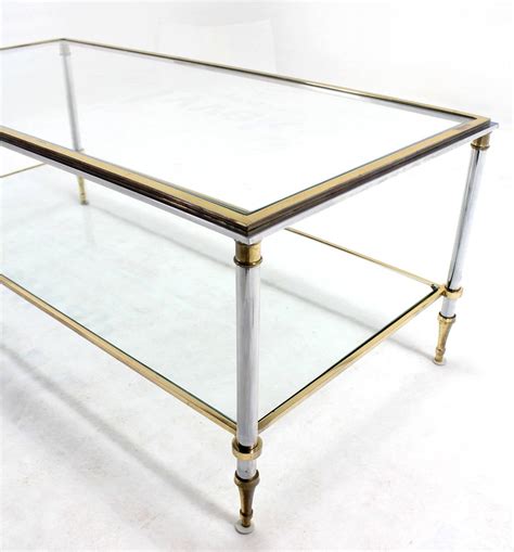 Brass Chrome And Glass Top Mid Century Modern Rectangular Coffee Table At 1stdibs Brass And