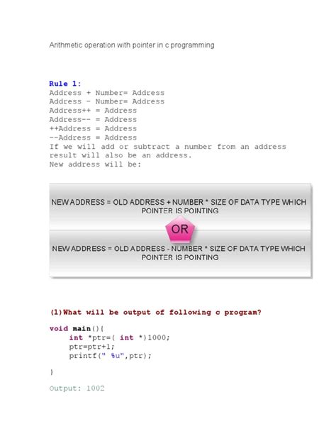 rule 1 arithmetic operation with pointer in c programming pdf c programming language