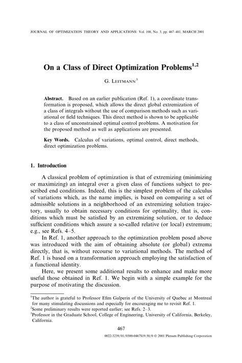 pdf on a class of direct optimization problems