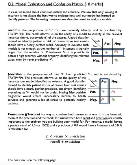 solved q2 model evaluation and confusion matrix [10 marks]