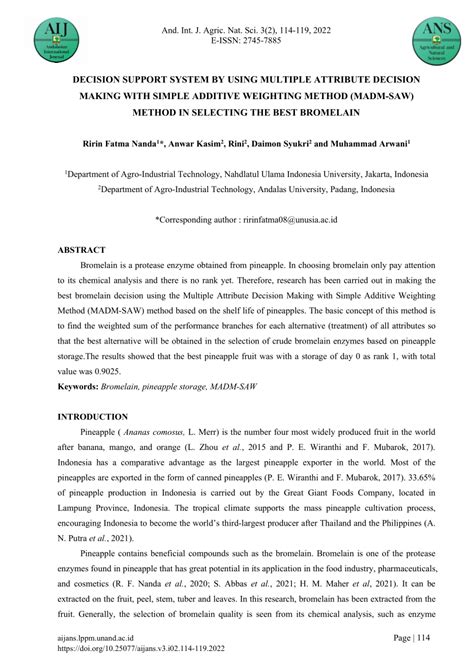 pdf decision support system by using multiple attribute decision making with simple additive
