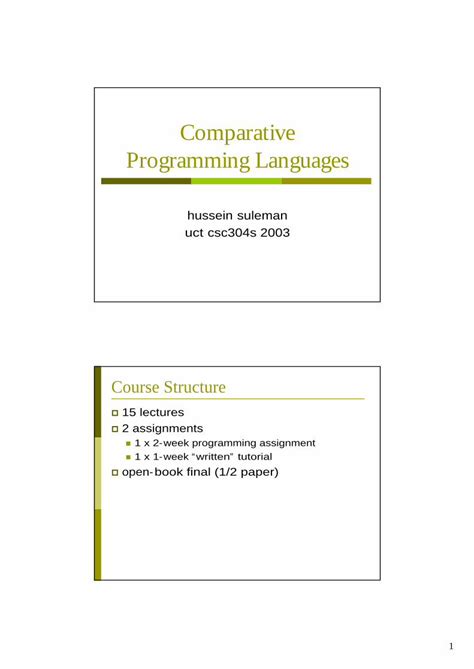 Pdf Comparative Programming Languages Hussein Comparative