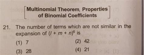 [multinomial theorem properties of binomial coefficients 21 the number