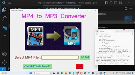 python 3 tkinter script to convert mp4 video to mp3 using moviepy and ffmpeg gui desktop app youtube