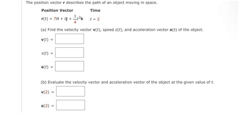 solved position vector r describes the path of an object