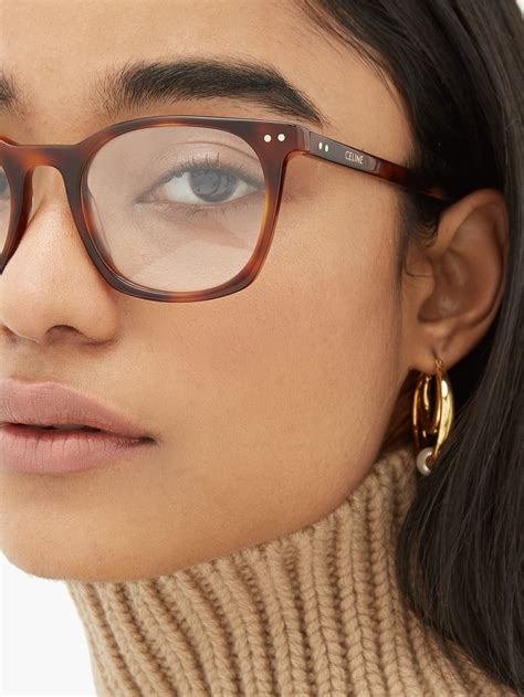 Tortoiseshell Effect Acetate Glasses Celine Eyewear Matchesfashion Uk Glasses Eyewear Celine