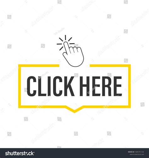 Click Here Button Hand Pointer Clicking Stock Vector Royalty Free