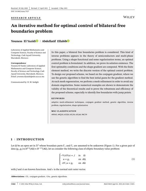an iterative method for optimal control of bilateral free boundaries problem request pdf