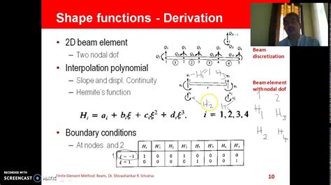 finite element method hermite shape functions for beam element youtube