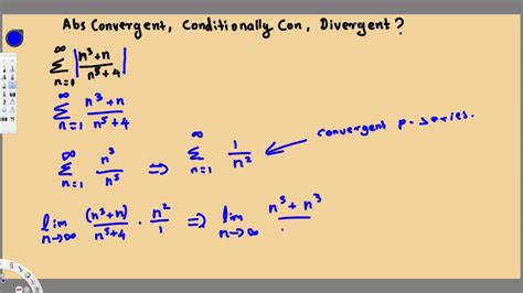 absolute convergence conditional convergence and divergence example 4 youtube