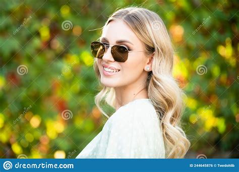Spring Romantic Casual Woman In Sunglasses Portrait Beautiful Girl Outdoor Close Up Beauty
