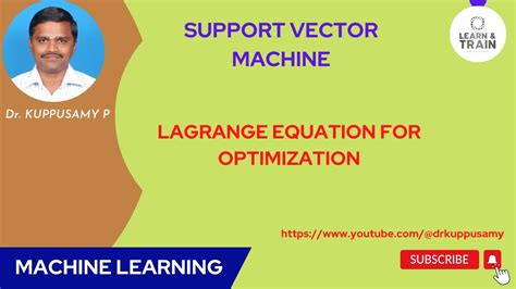 42 svm optimization with equality constraints using lagrange multiplier youtube
