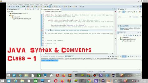 java tutorial for beginners class 1 java syntax and comments java full course youtube