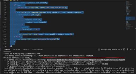 Javascript CastError Cast To ObjectId Failed For Value Login At