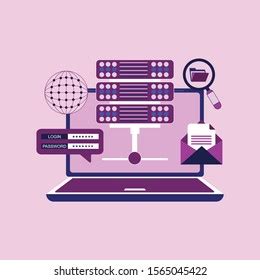 Data Center Cloud Computer Connection Hosting Stock Vector Royalty
