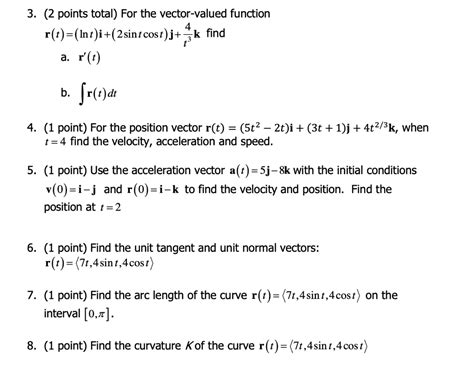 solved 1 sketch the curve represented by the vector valued