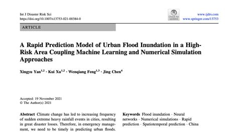 a rapid prediction model of urban flood inundation in a high risk area coupling machine learning