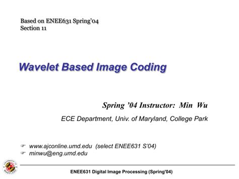 11 wavelet based image coding