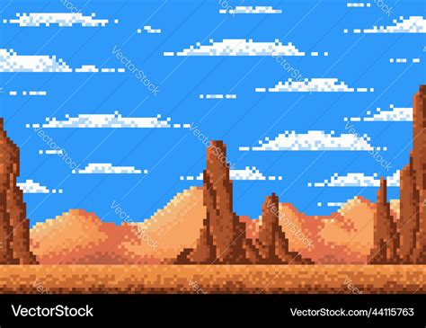 Desert Landscape 8 Bit Pixel Game Level Background