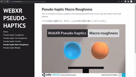 about · webxr pseudo haptics