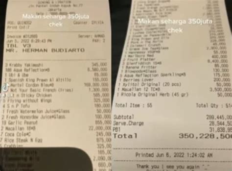 Viral Struk Tagihan Makan Capai Rp 350 Juta Bikin Melongo Rancah Post