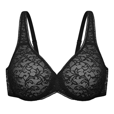 Wingslove Womens Sheer Lace Bra Underwire Non Padded Push Up Bra See Through Unlined 34
