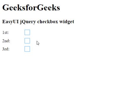 easyui jquery checkbox widget geeksforgeeks