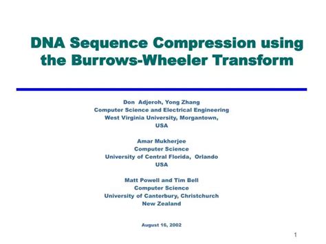ppt dna sequence compression using the burrows wheeler transform powerpoint presentation id