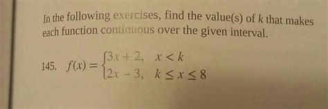solved in the following exercises find the value s of k